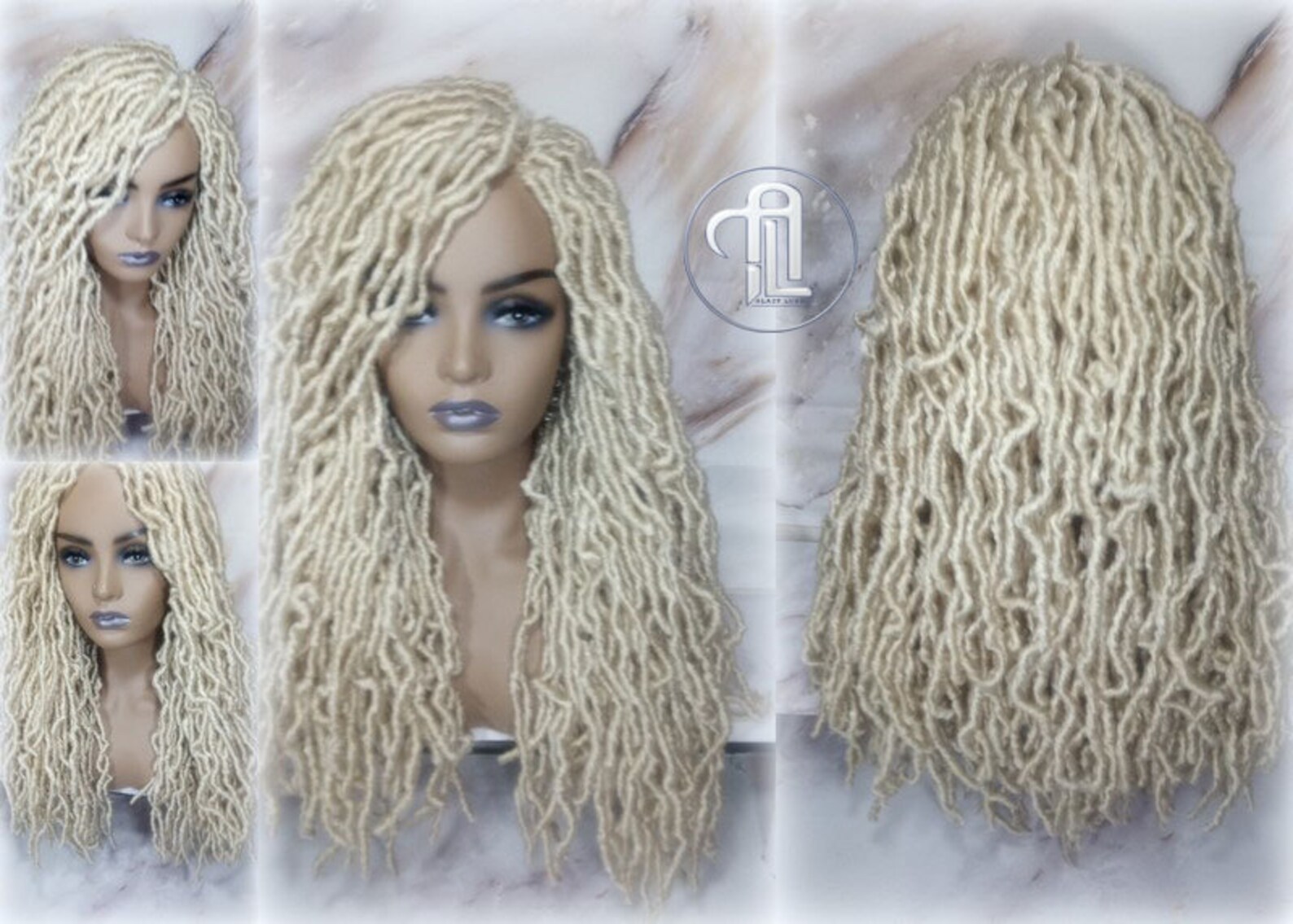 Nu Locs Distressed Soft Locs Platinum Blonde Braided Wig Gypsy Bohemian ...