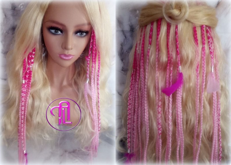 Pink Ombre Clip in Braid Long 24 in Boho Extensions Pink Ombre - Etsy
