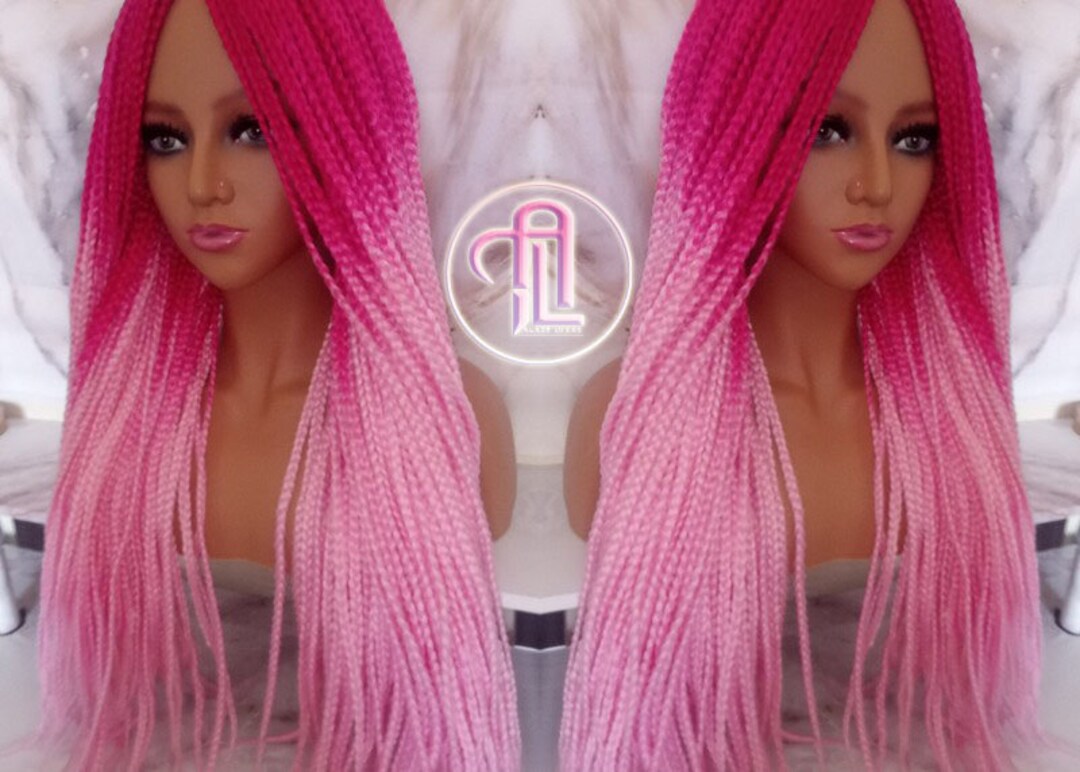 Light Pink Hot Cosmic Pink Mermaid Wig Box Braids Braided Synthetic ...