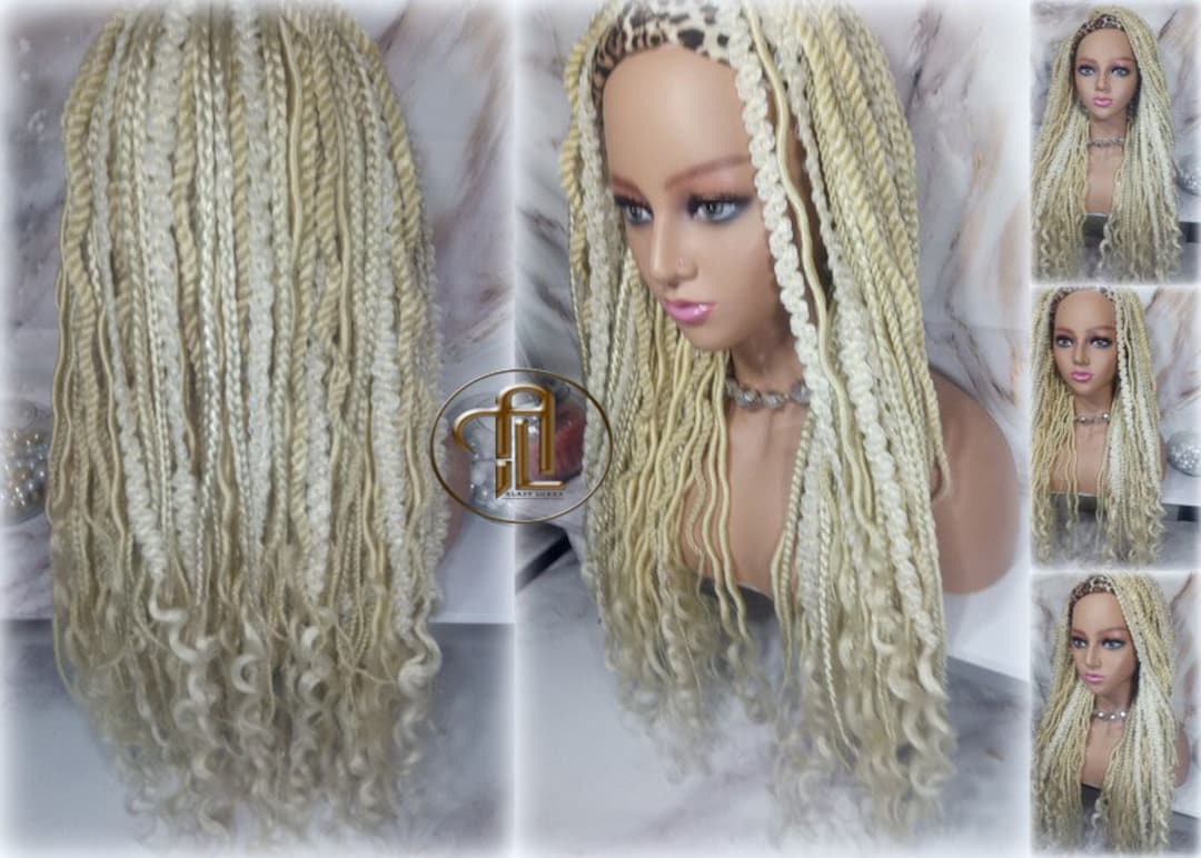 Blonde 613 Dread Mix Headband Wig Braid Twist Soft Crochet Boho Dread ...