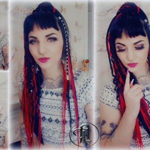 Red Rave Ponytail Hair Fall Viking Extensions Black Red Elements ...