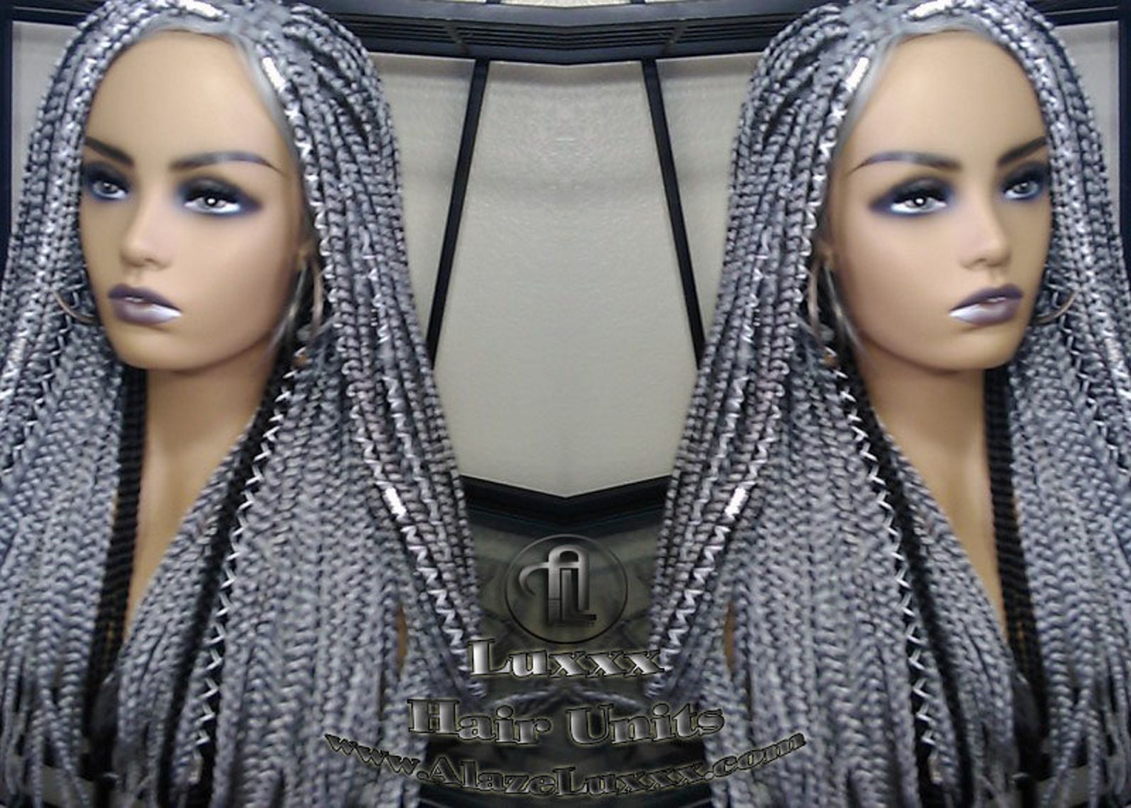 Box Braid 44 51 Wig Grey Gray Black 1b Silver Metallic Chrome | Etsy