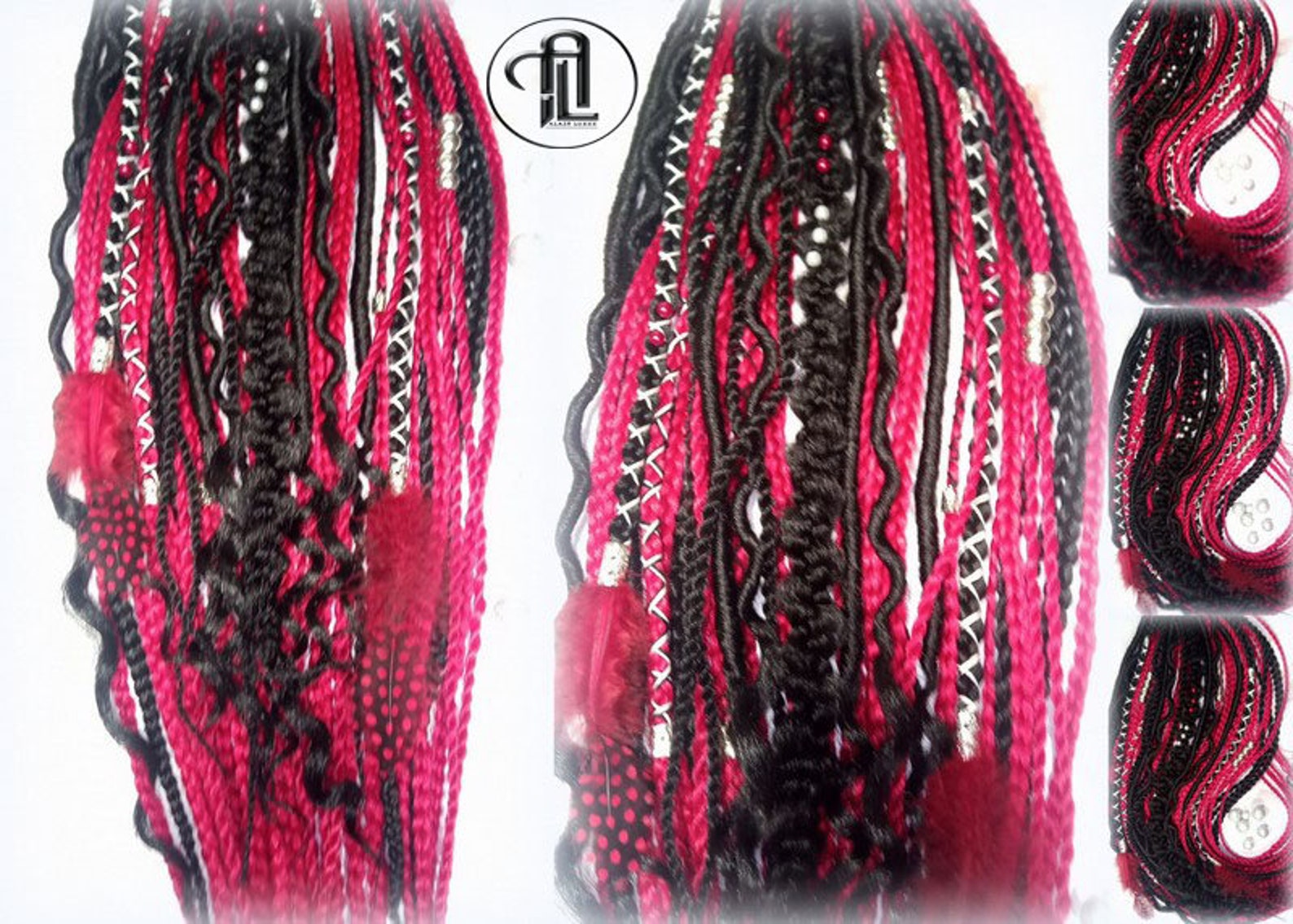 Ponytail Hair Fall Viking Extensions Black Red Elements - Etsy