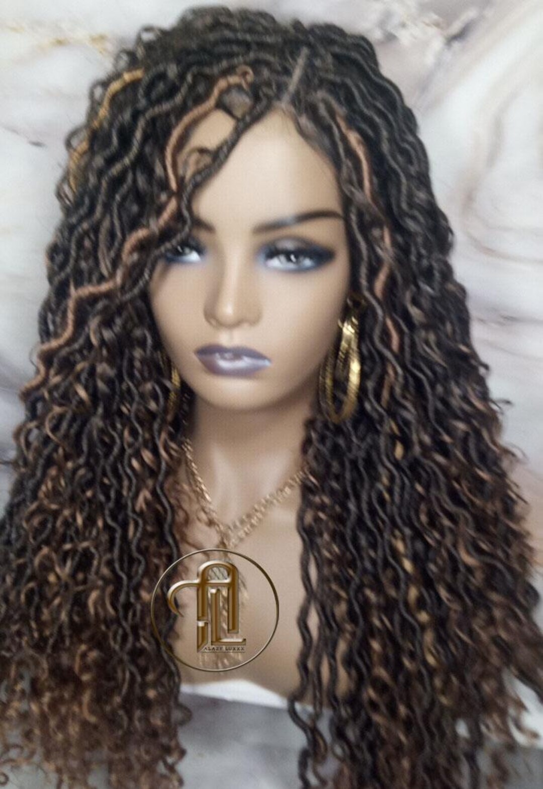 Full Lace River Goddess Loc Wig Distressed Dread Baby Hair Wigs Brown ...