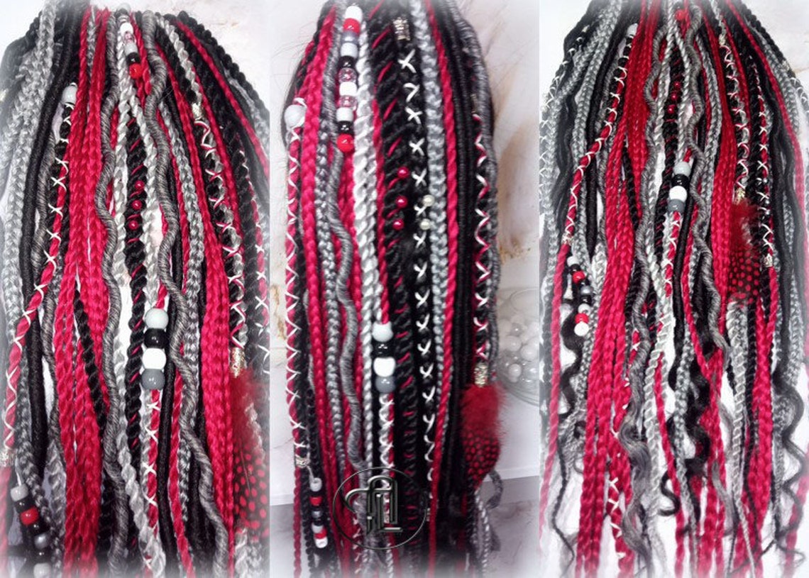 Ponytail Hair Fall Viking Extensions Black Red Elements - Etsy