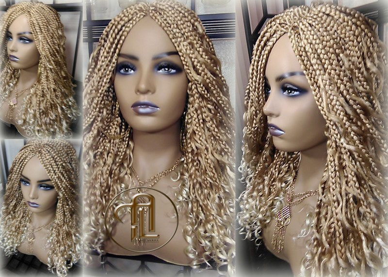 14 in Box Braid Boho Short Curly Wig Blonde 27 613 Mix Ombre - Etsy