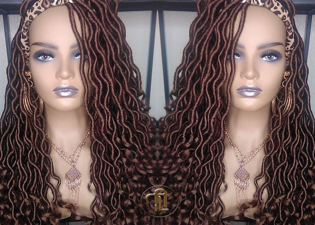 Headband Wig Brown 30 Goddess Faux Locs Gypsy Bohemian Boho Dread Loc ...