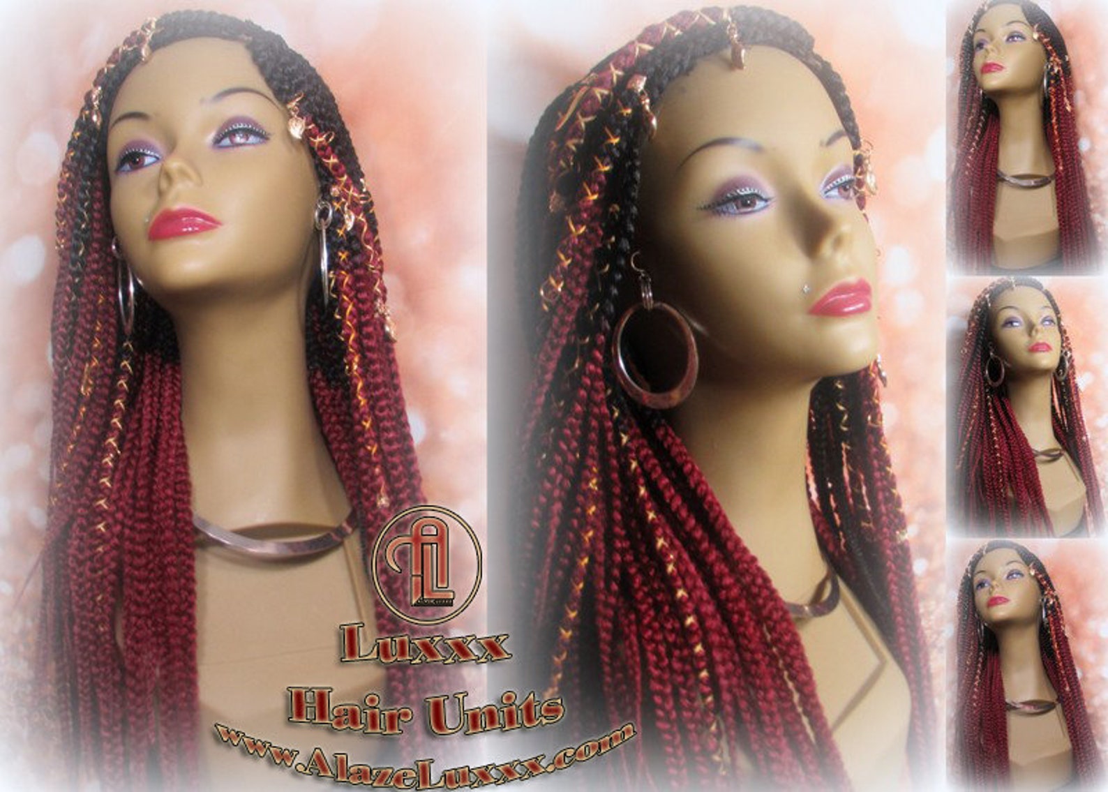 Red Ombre Lemonade Fulani Cornrow Braid Wig French Braids Feed - Etsy