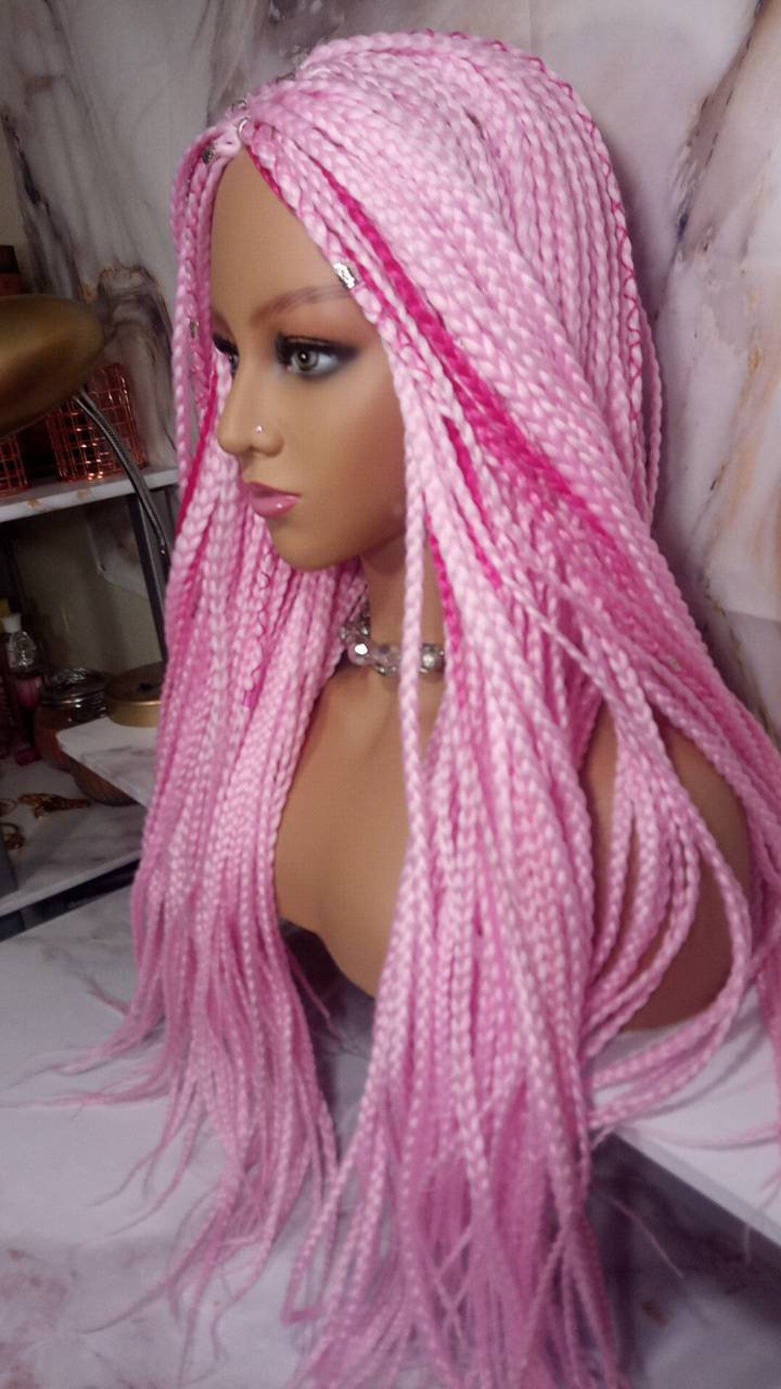 Light Pink Hot Pink Mermaid Box Braids Braided Synthetic Hair - Etsy
