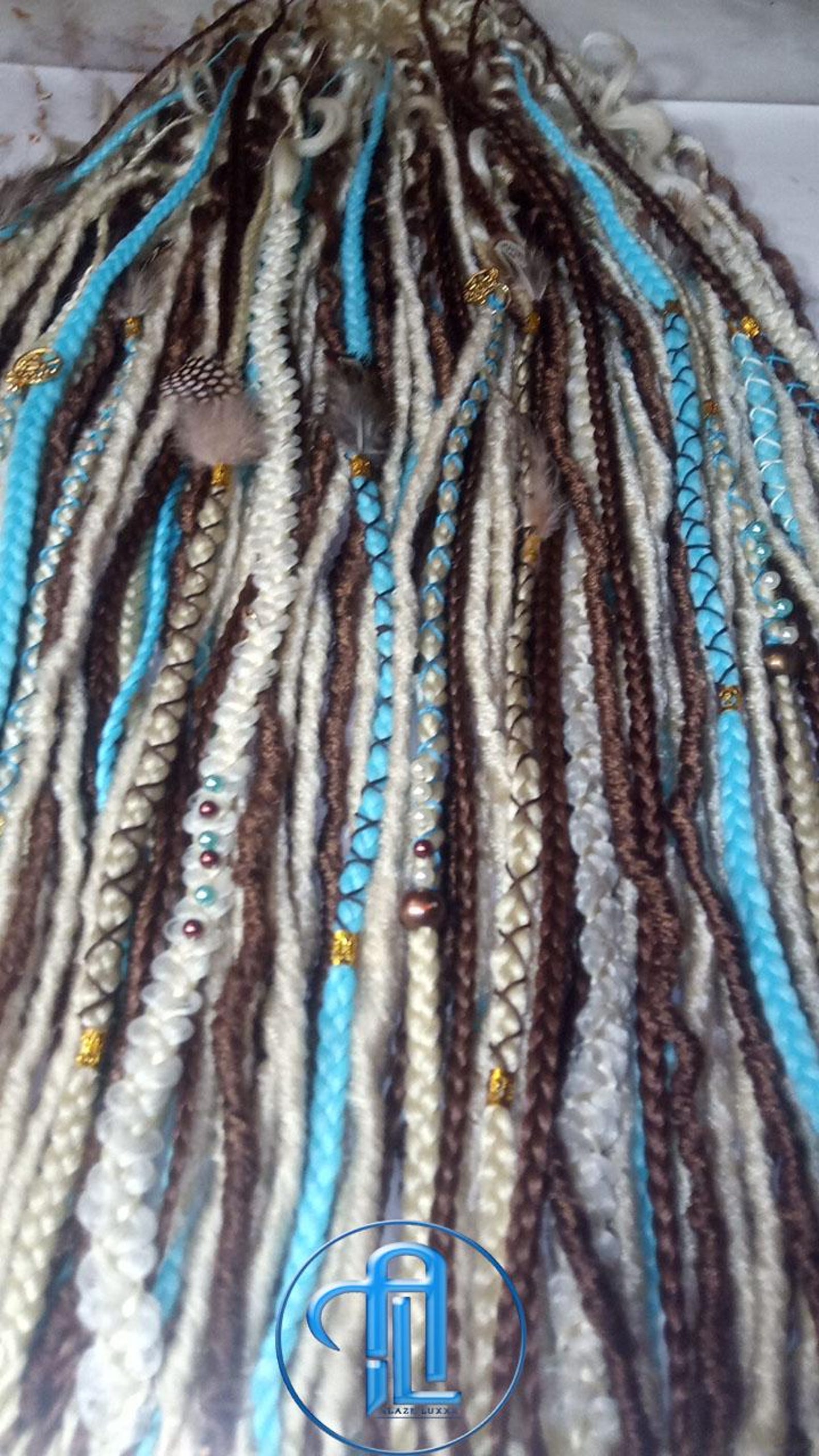 Blue Bohemian Brown Blonde Blue Set Soft Boho Dreadlocks Textured Braid ...