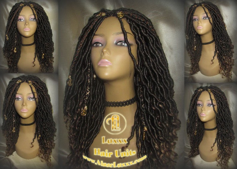Goddess Faux Loc Wig Wavy Blonde Tips Ends 27 Brown Hair Gypsy - Etsy