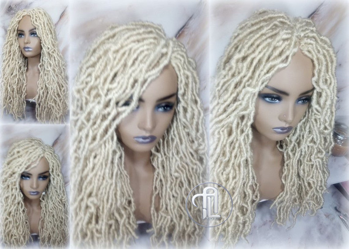 Nu Locs Distressed Soft Locs Platinum Blonde Braided Wig Gypsy Bohemian ...