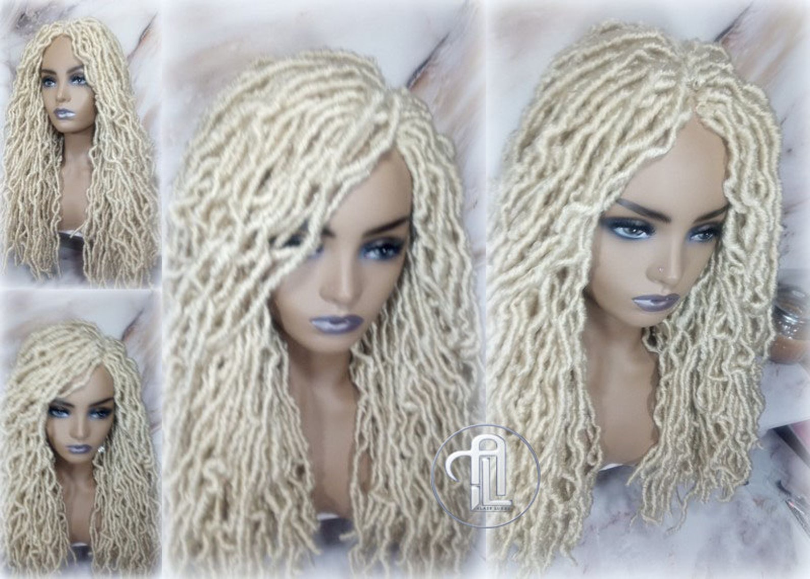Nu Locs Distressed Soft Locs Platinum Blonde Braided Wig Gypsy Bohemian ...