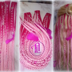 Pink Ombre Clip in Braid Long 24 in Boho Extensions Pink Ombre Blonde ...