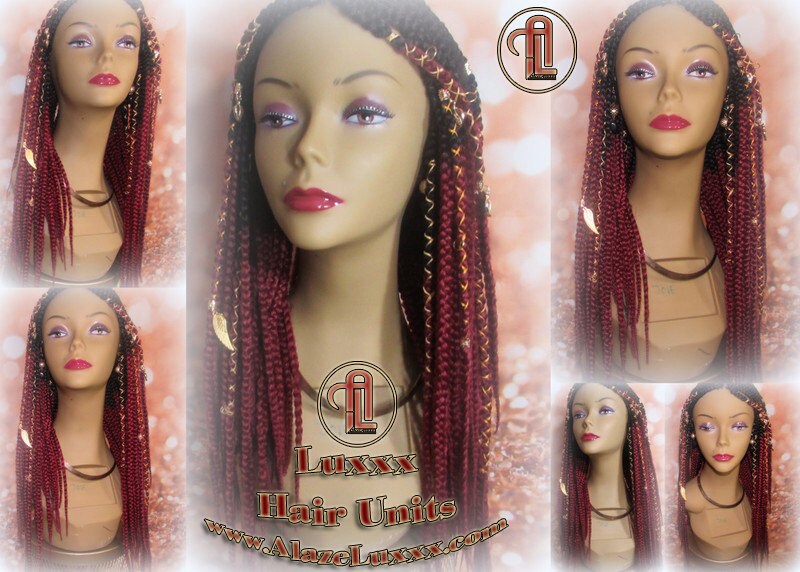 Red Ombre Lemonade Fulani Cornrow Braid Wig French Braids Feed - Etsy