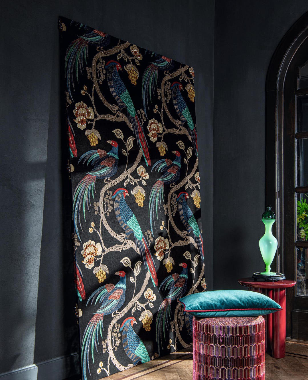 COSMIC KISS Lavishly Embroidered Luxury Fabric Birds and Flowers ...