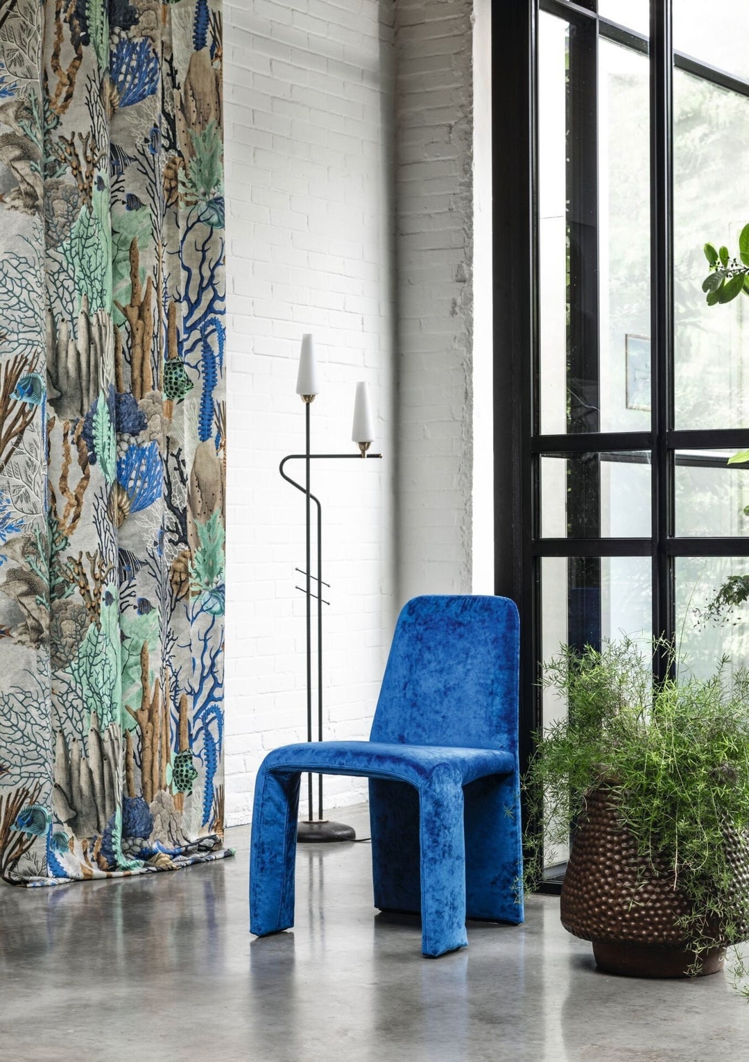 FABULOUS REEF Fabric Linen by the Meter Poisson Fish Fish Reef Blue ...