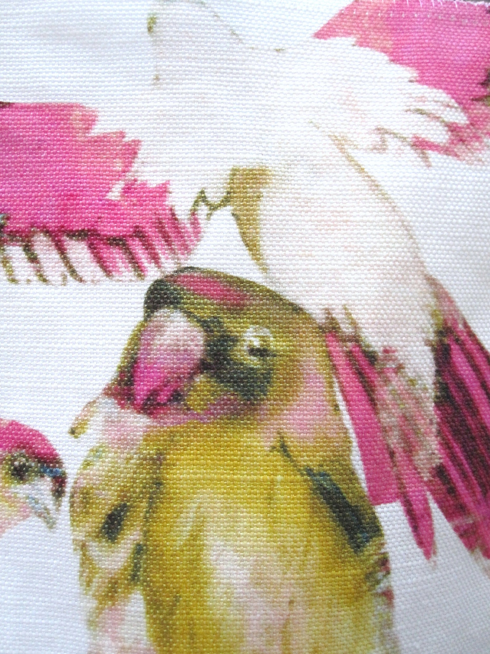 Birdsong!by the Meter Bird Print /pink Birds/linen/fabric//by the Meter ...