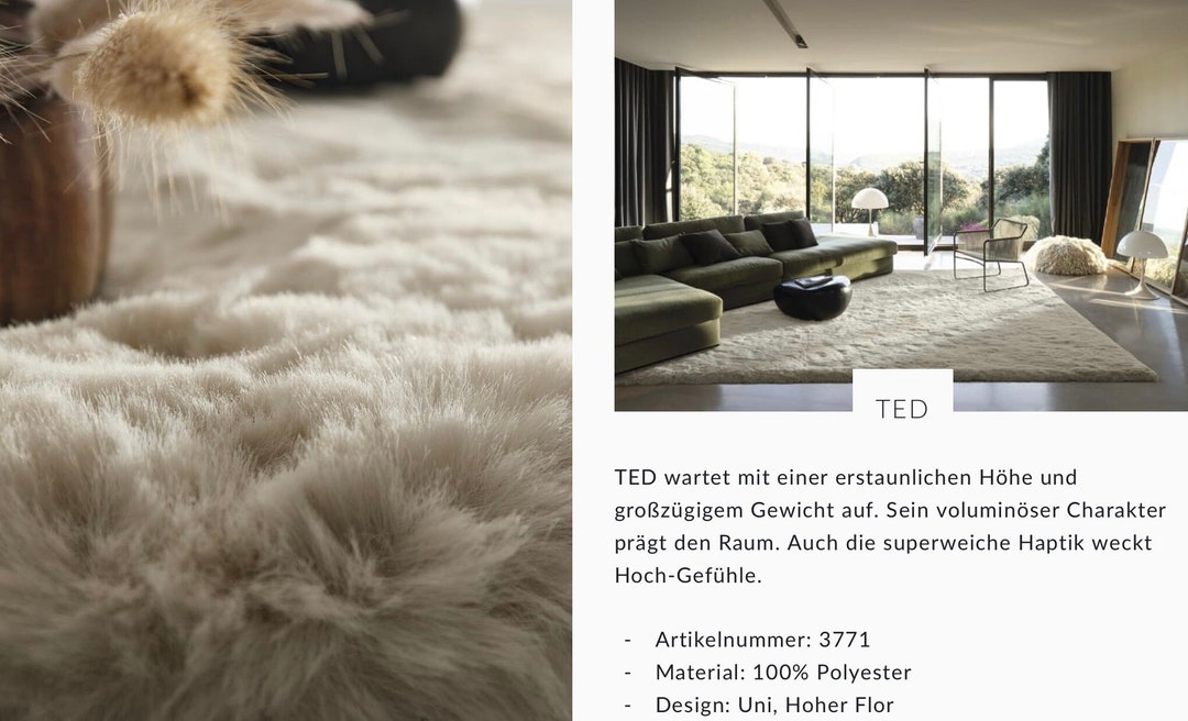 FURRY FELLOWS Teddy Fluff Rug 2 X 2 Metres in 4 Colours by Jab Flooring ...