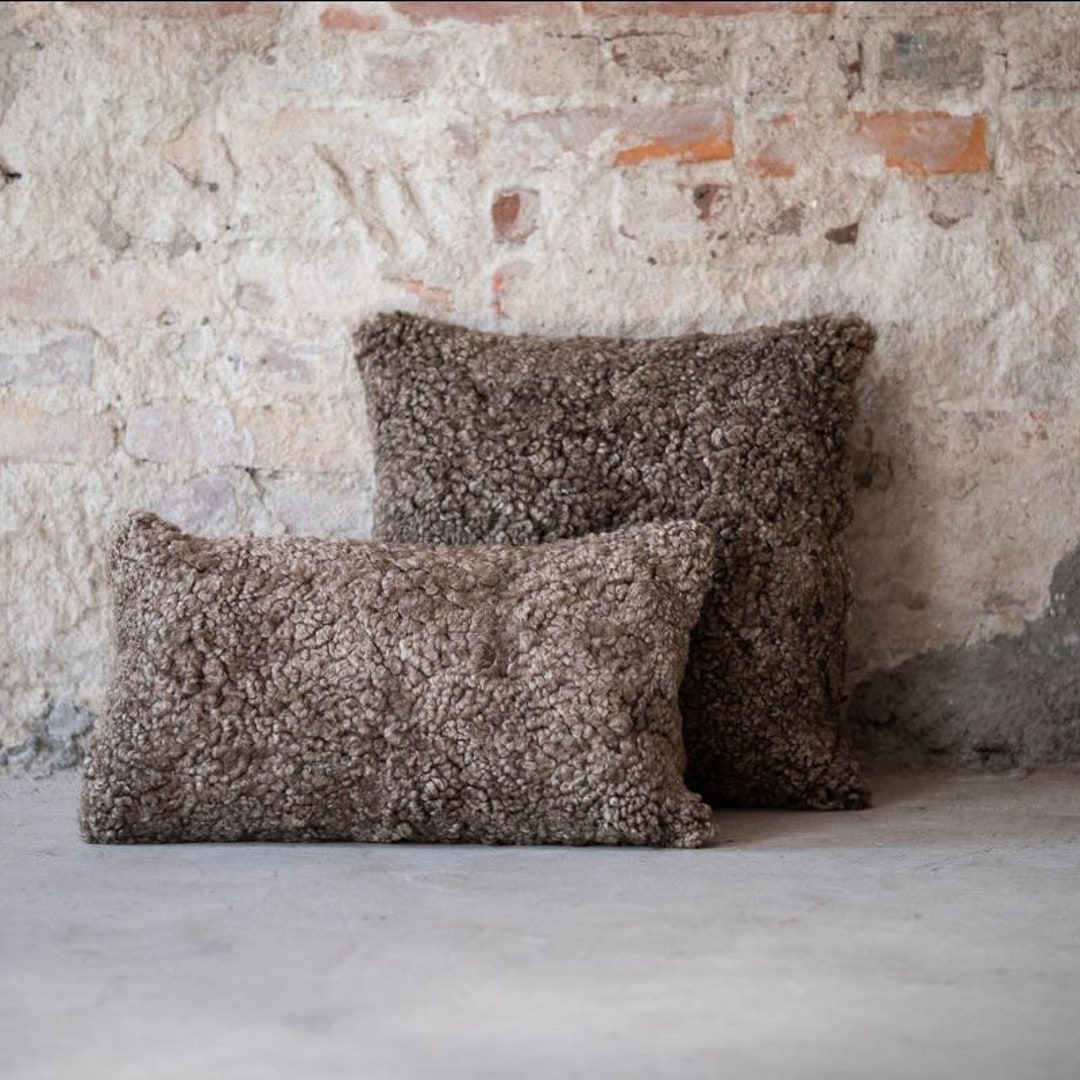 Stoffdesign Teddy Fur Cushion Sahara-brown Lambskin 45 Cm X 45 Cm Incl ...