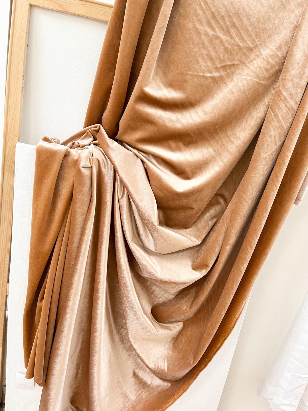 3 Meter Piece % Palazzo Velvet Fabric Upholstery Velvet Apricot Shimmer ...