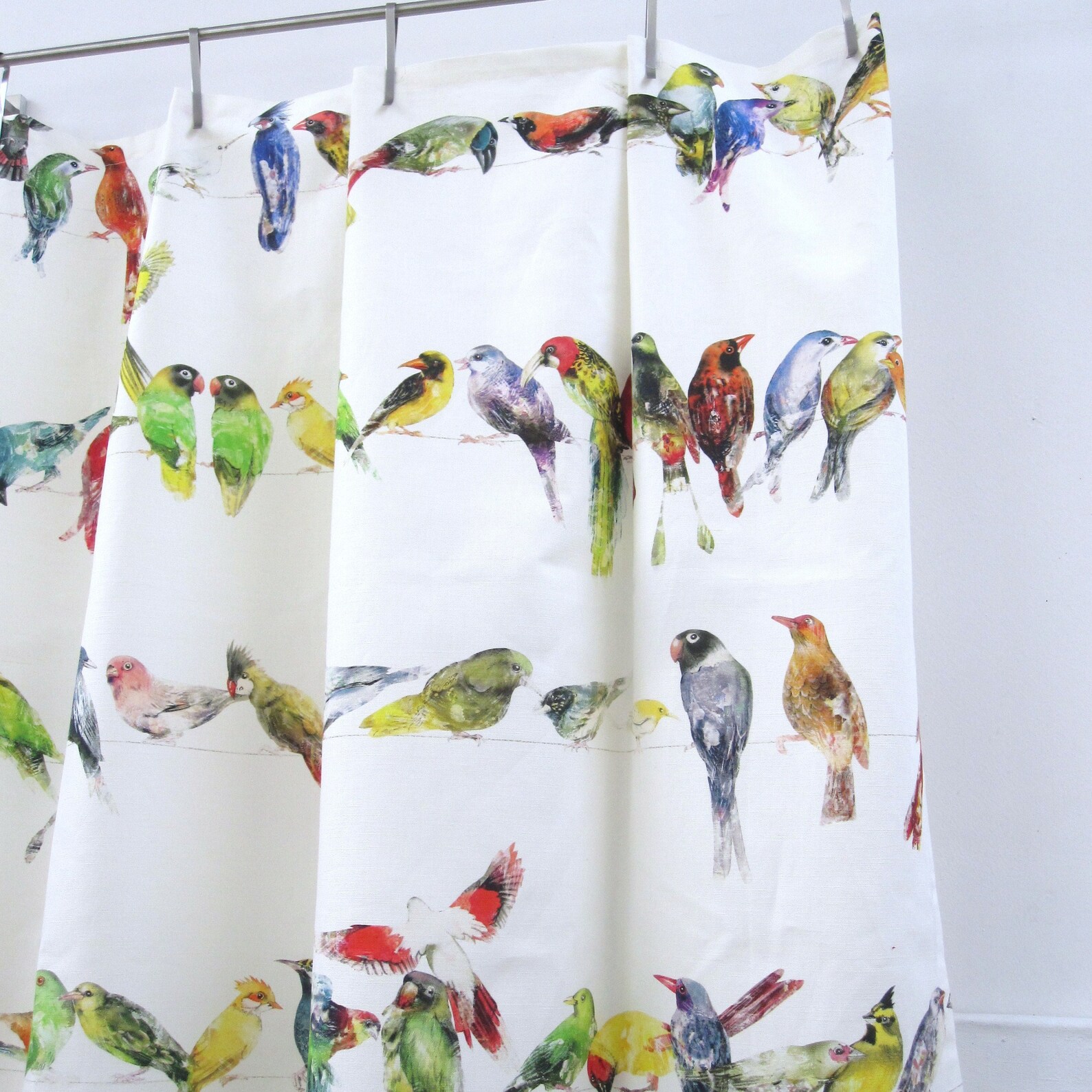 Birdsong!by the Meter Bird Print /pink Birds/linen/fabric//by the Meter ...