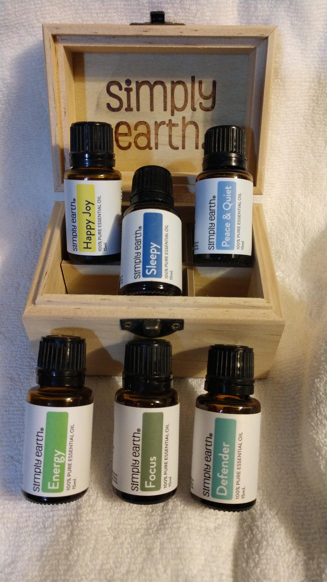 Popular Essential Oil Blend Set 6 Full-size Oils, Wooden Box and ...