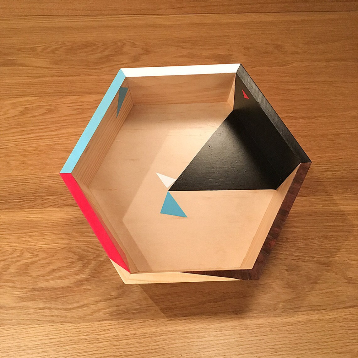 Six Winds, a Hexagonal Shelf & Shadow Box With Hand Painted Geometric ...