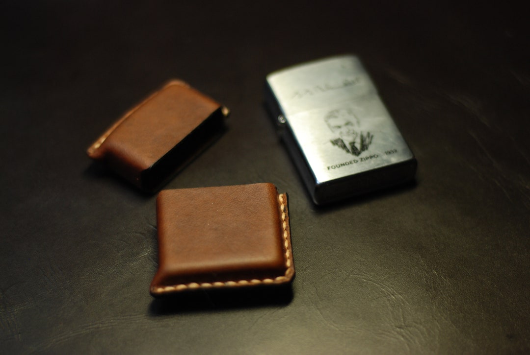 Leather Pouch Zippo Case Zippo Lighter Holder, Handmade/hand-stitched ...