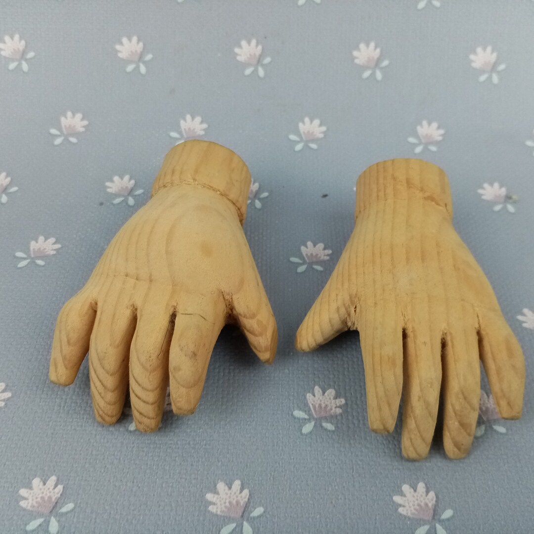 Vintage Doll Hands, Doll Part , Hand Carved Wood, Art Supply Hands, 2.7 ...