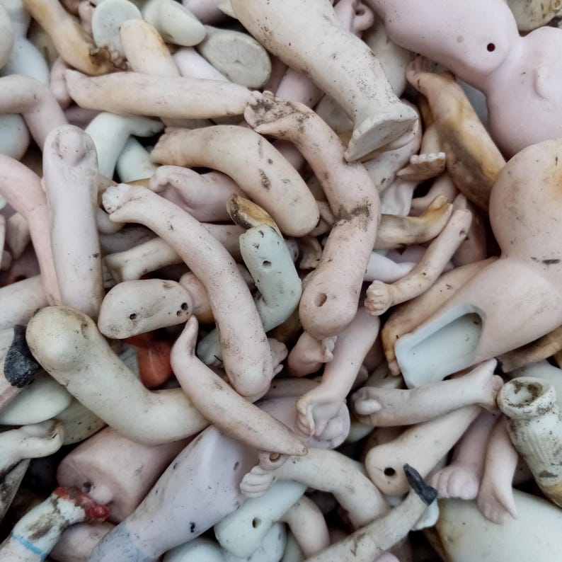 Doll Parts, Lot Antique German Porcelain Doll Parts, Doll Legs,arms ...