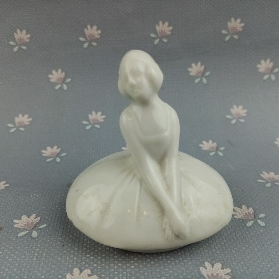 Antique Rococo Lady Powder Box Lid Top, German Porcelain Powder Box ...