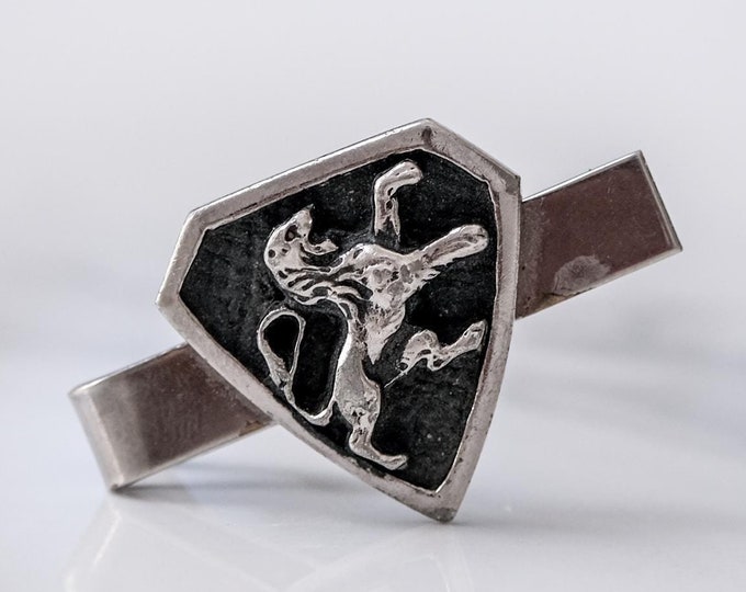 Silver Tie Bar Vintage Roaring Lion Tie Bar Clip Clasp Wedding Groom ...