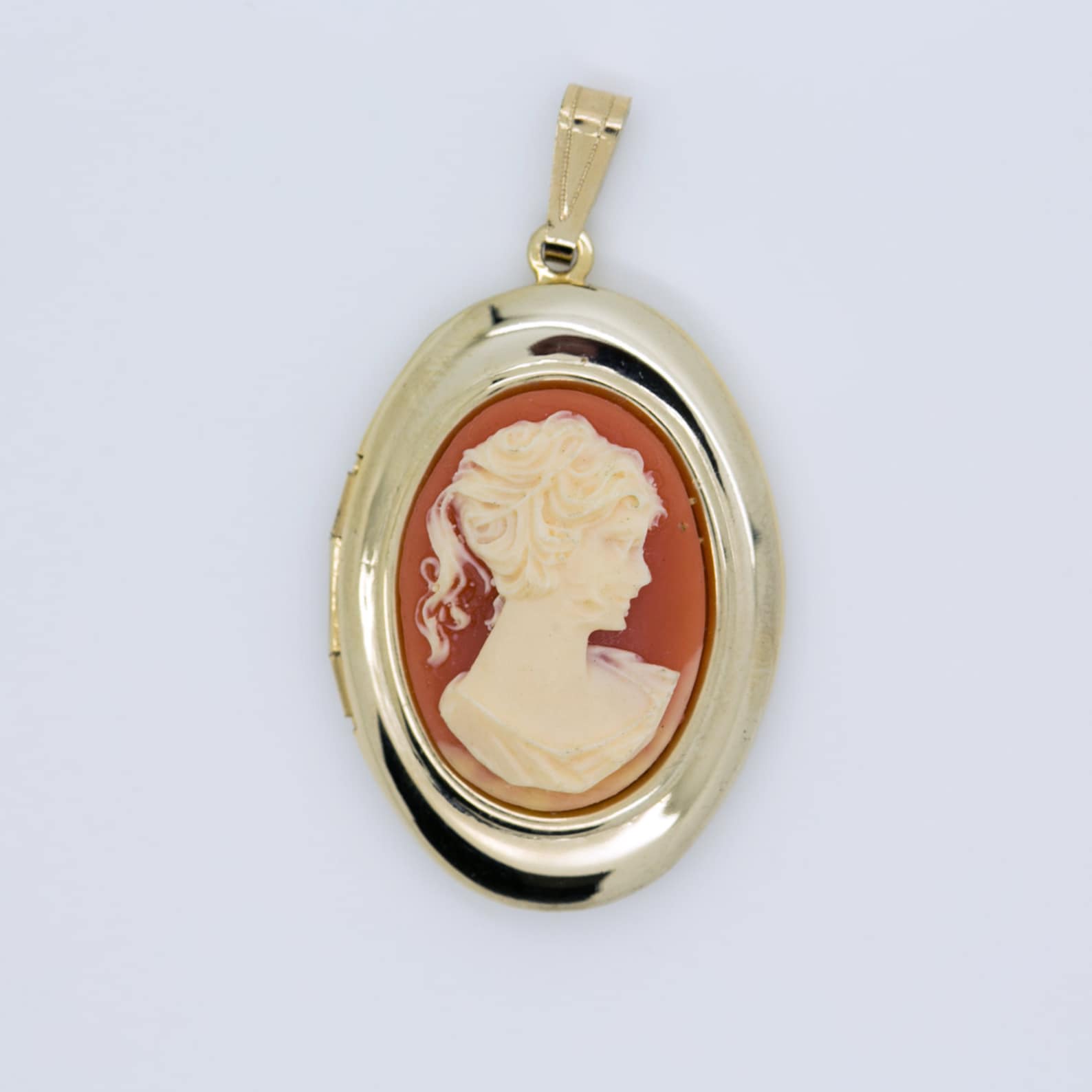 Cameo Locket Pendant Large Antique Art Deco Lady Photo Hair - Etsy