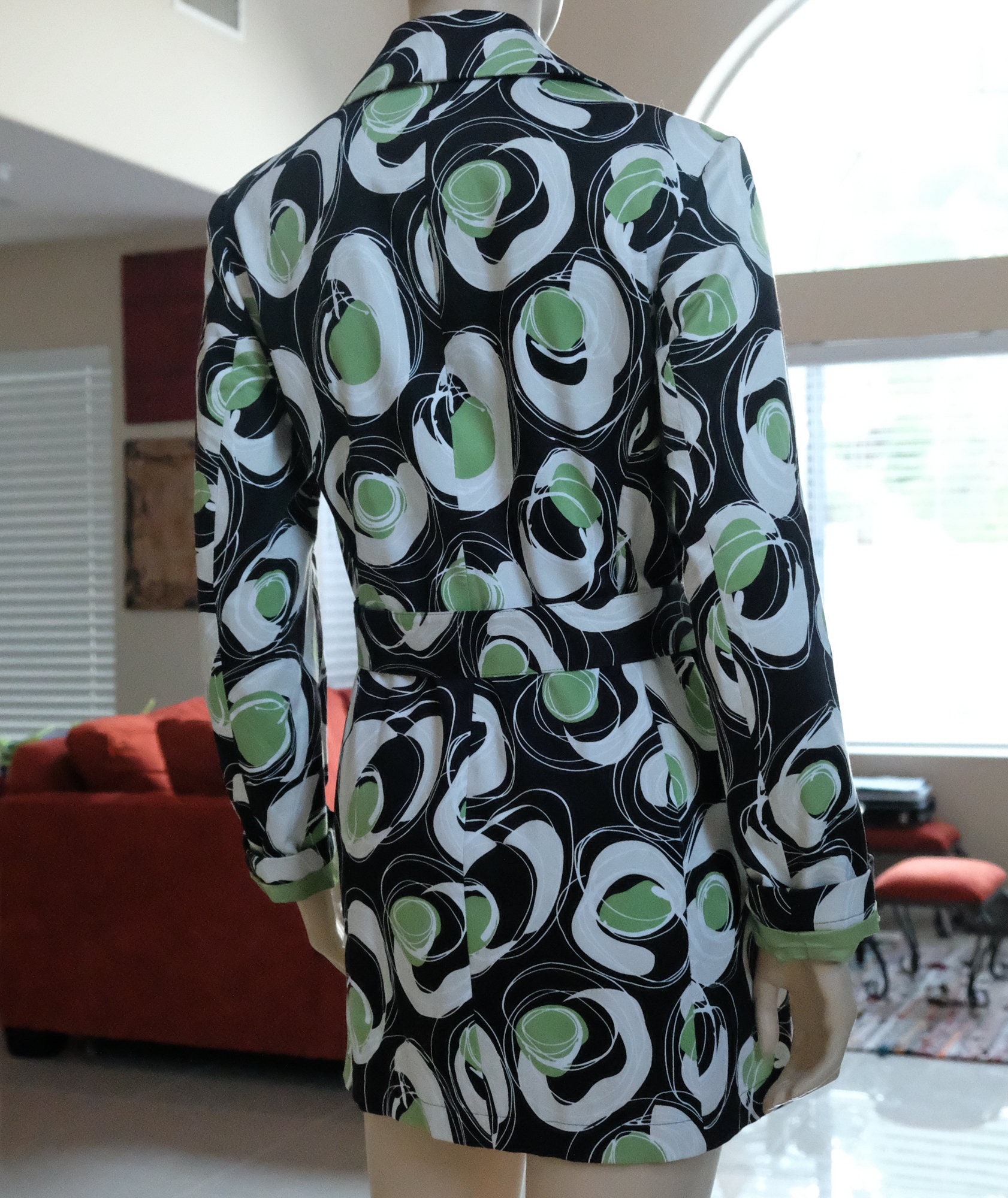 Abstract Jacket Women's Top Black Green White Retro | Etsy