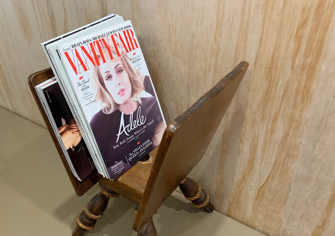 1960's Magazine Holder Solid Wood Hand Carved Vintage Decor Book ...