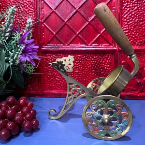 Wagon Wine Rack Wheelbarrow Bottle Holder Solid Brass Holiday Ornate ...