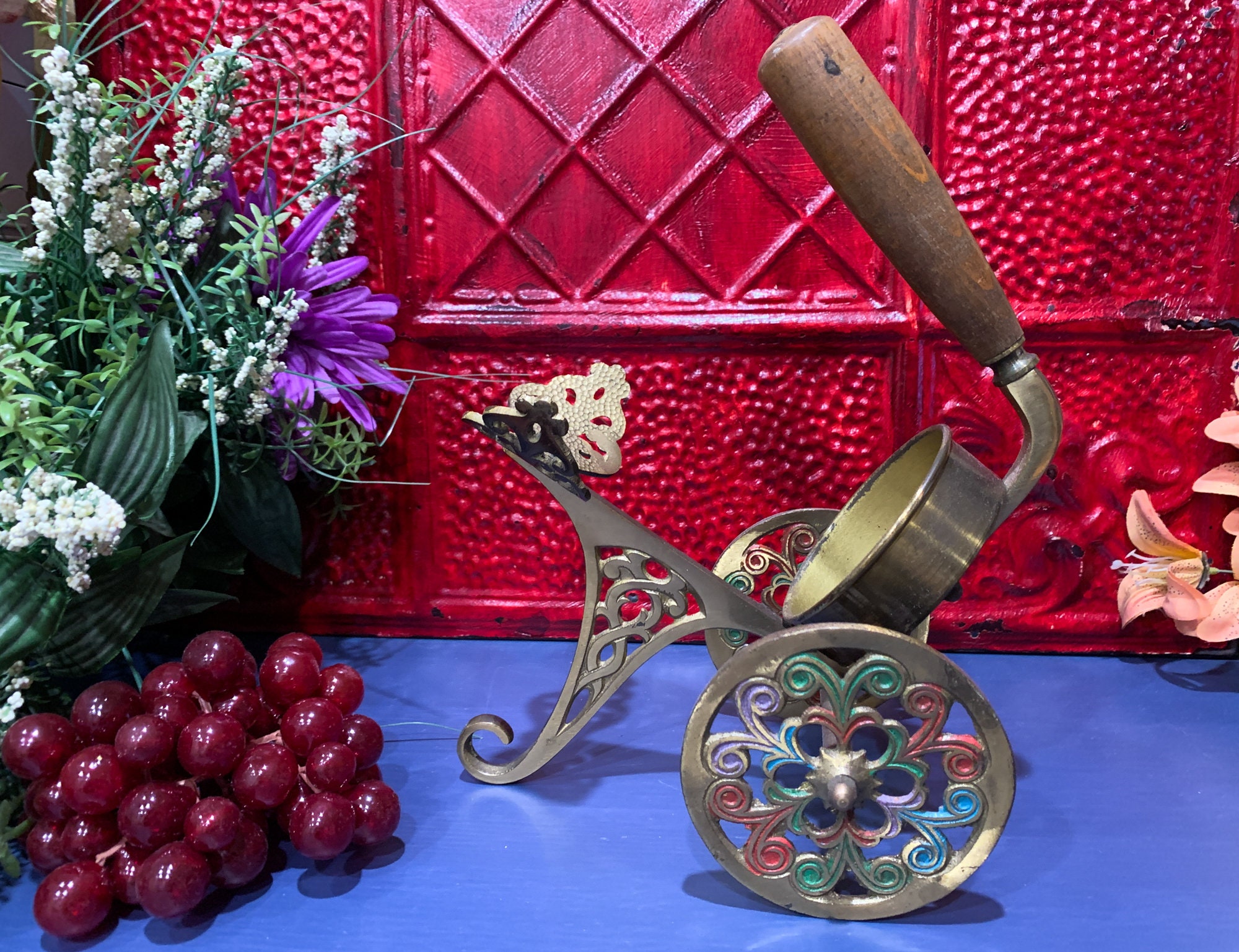 Wagon Wine Rack Wheelbarrow Bottle Holder Solid Brass Holiday - Etsy UK