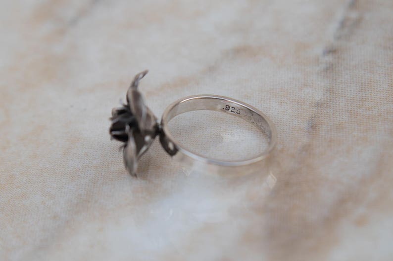 Sterling Flower Ring Floral Design Handmade Lady Ring Classic Gift for ...