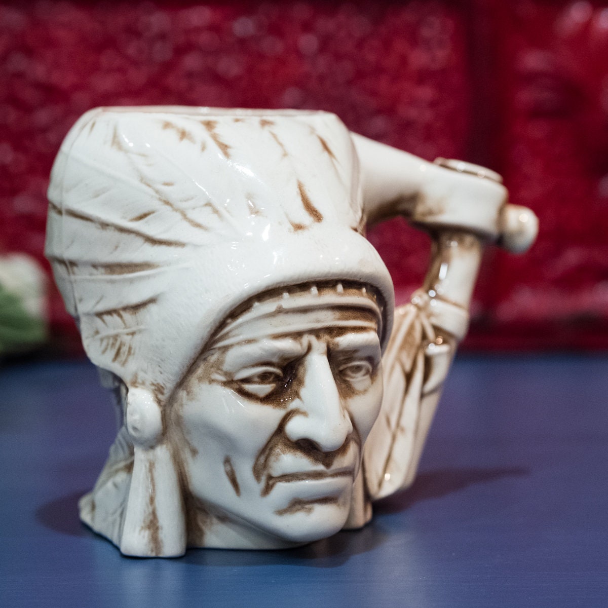 Indian Head Mug Native American Ceramic Signed Hand Painted - Etsy