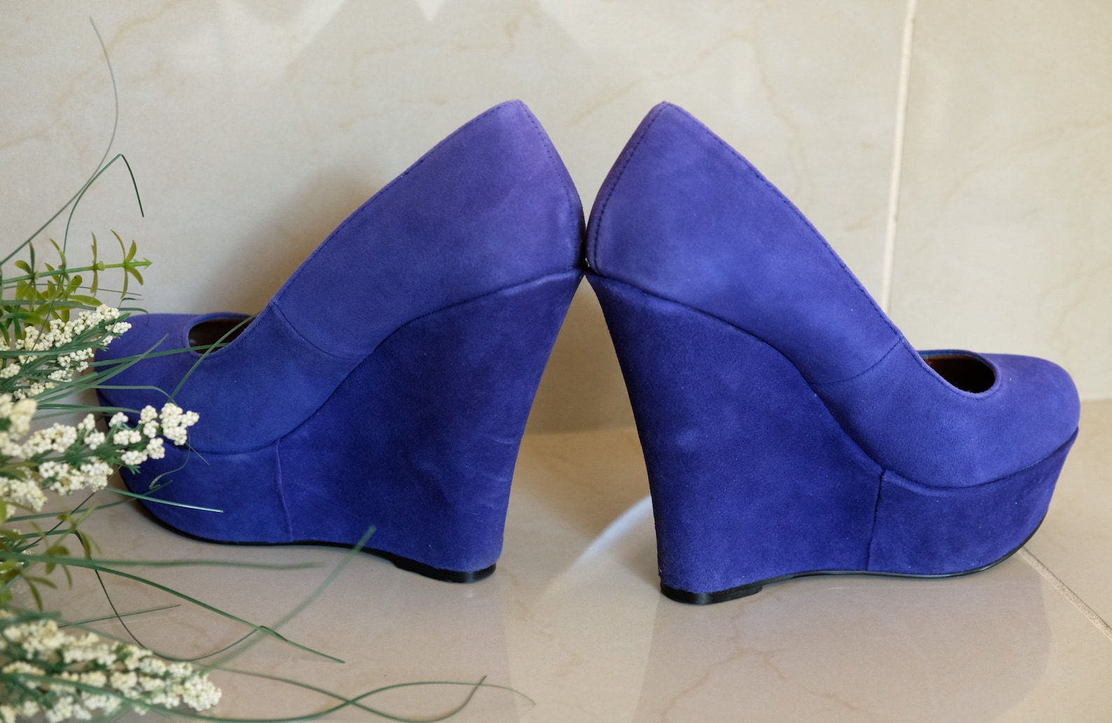 Suede Blue Women's Shoes Ultra High Platform Wedge Heel - Etsy