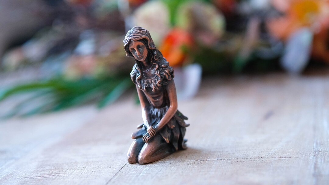 1970's Girl Figurine Solid Copper Lady Statue Sculpture Heavy Bookshelf ...
