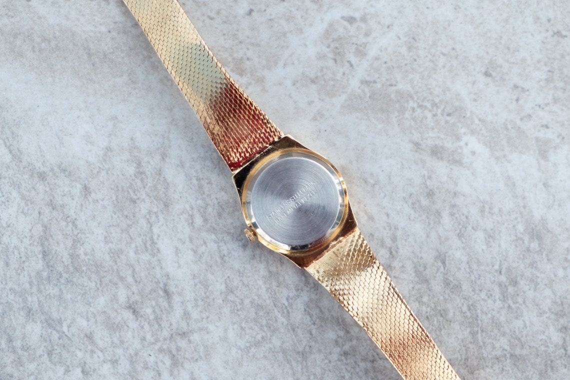 1980's Gold Plated Lady's Watch Vintage Textured Band | Etsy