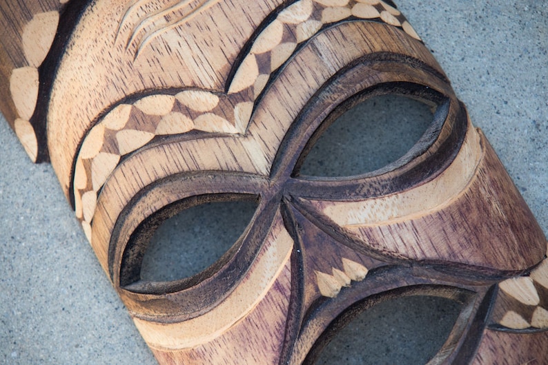 Tall Wooden Face Mask Wall Hanging Ethnic Carved Vintage | Etsy