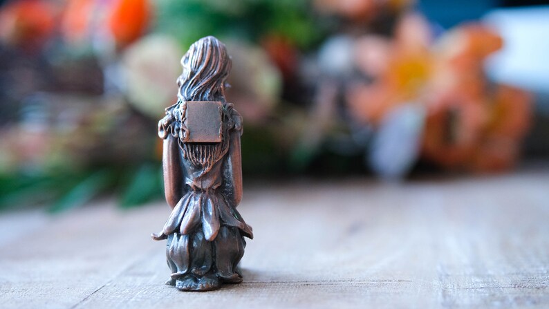 1970's Girl Figurine Solid Copper Lady Statue Sculpture Heavy Bookshelf ...