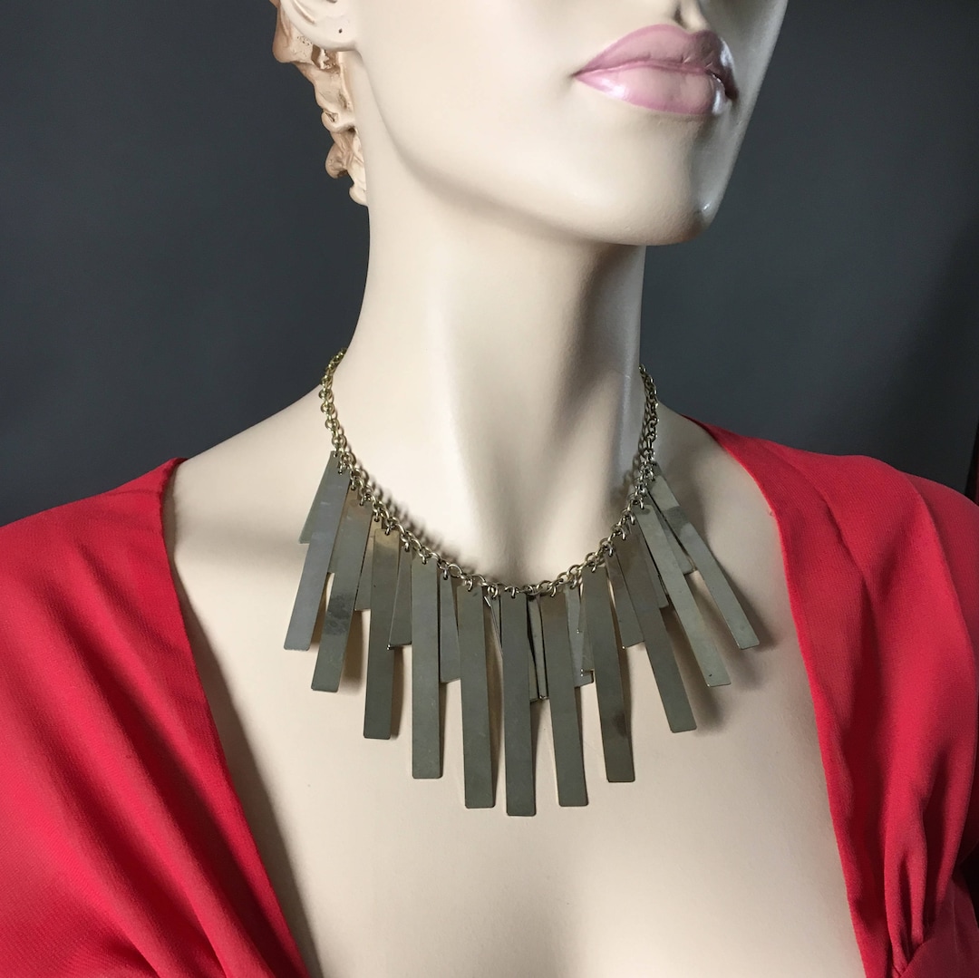 Dangle Drop Necklace Silver Bold Adjustable Collar Long Jewelry Unique ...