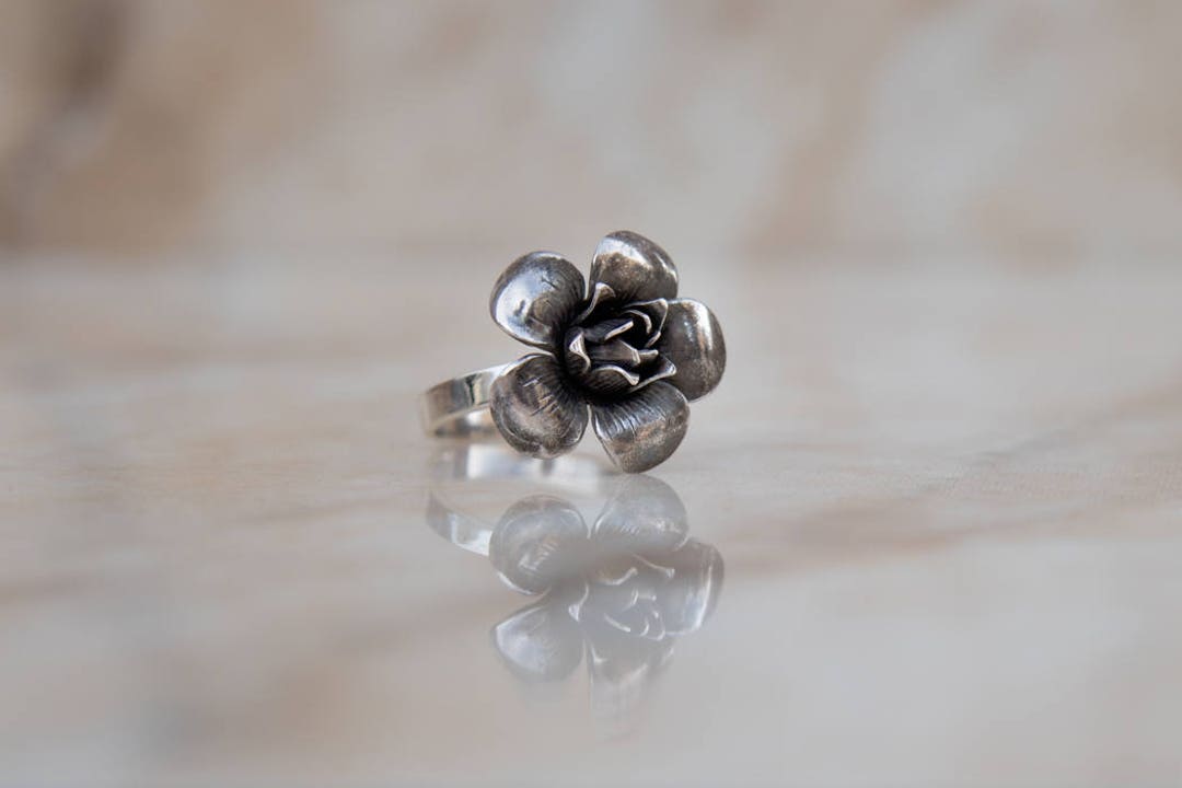 Sterling Flower Ring Floral Design Handmade Lady Ring Classic Gift for ...