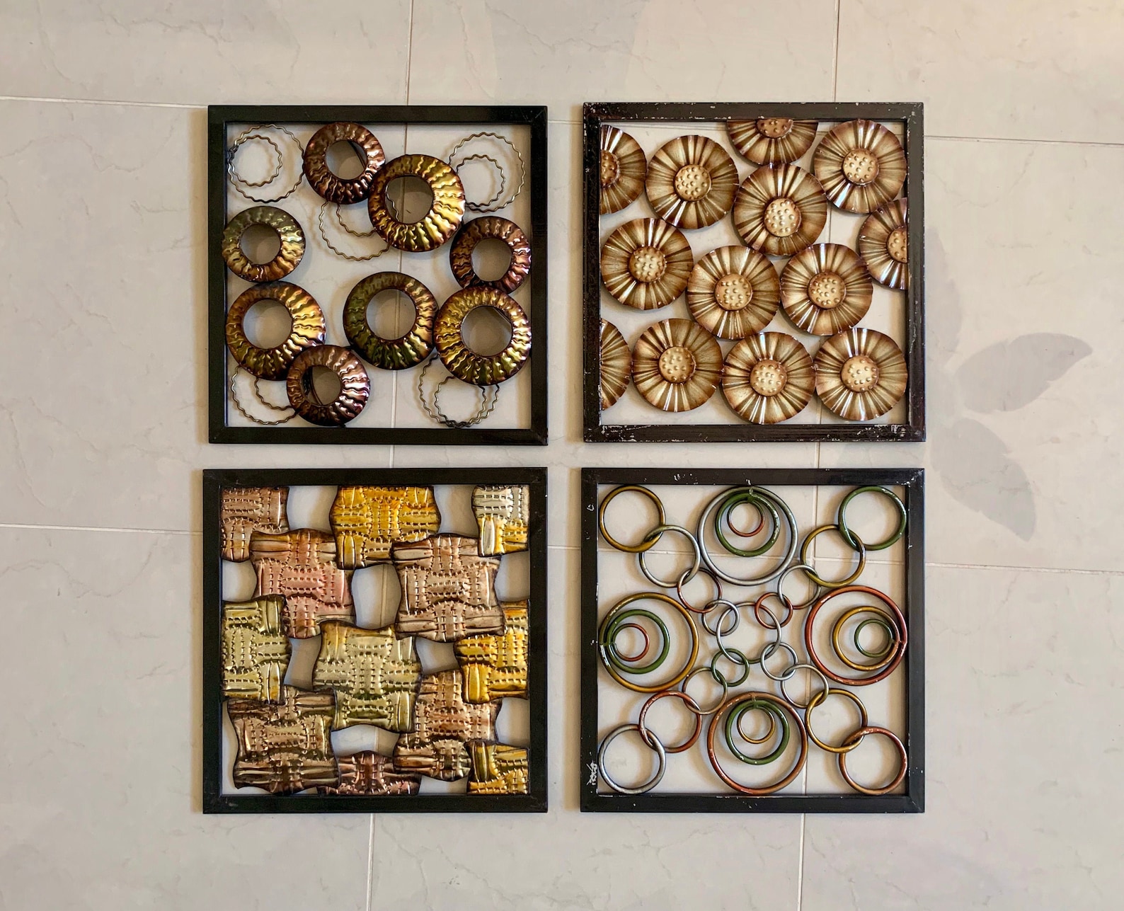 15" Square Wrought Iron Wall Decor Geometric Abstract Circles Hanging ...