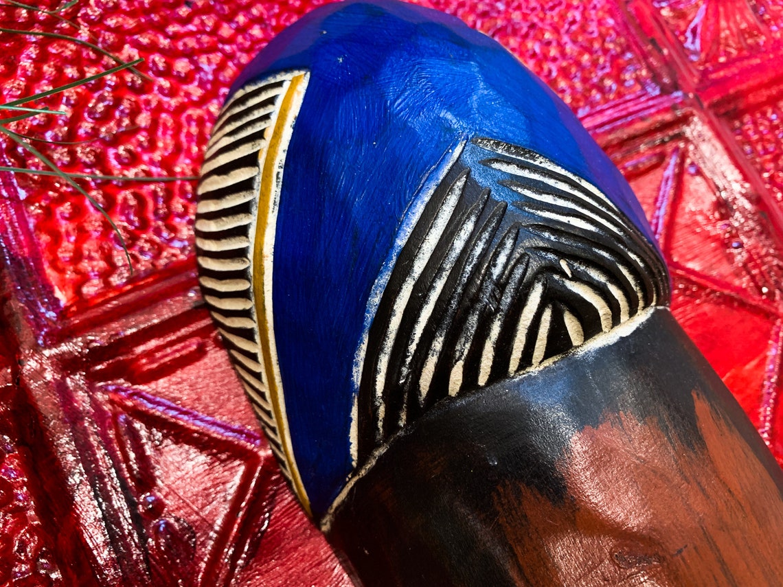 Large Face Mask Tribal African Ethnic Hand Carved Hand Painted Wood ...