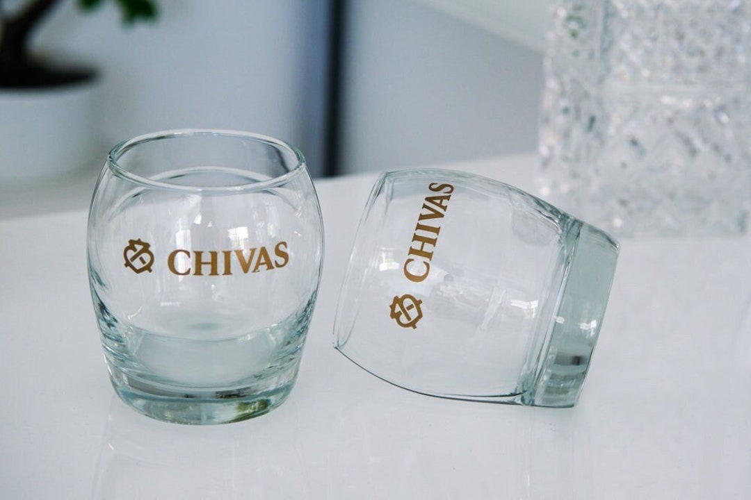 Chivas Scotch Whisky Glasses Molded Swirl Alcohol Drinkware Set of 2 ...